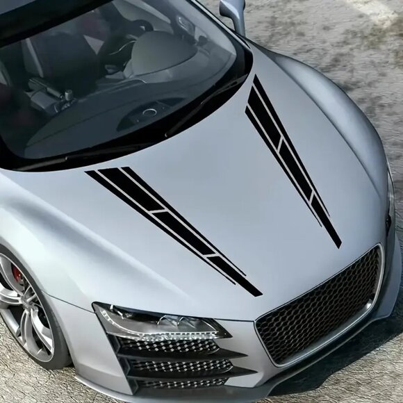 Other | 908 1 Set Vinyl Bonnet Stickers Racing Stripes Checker Pattern ...